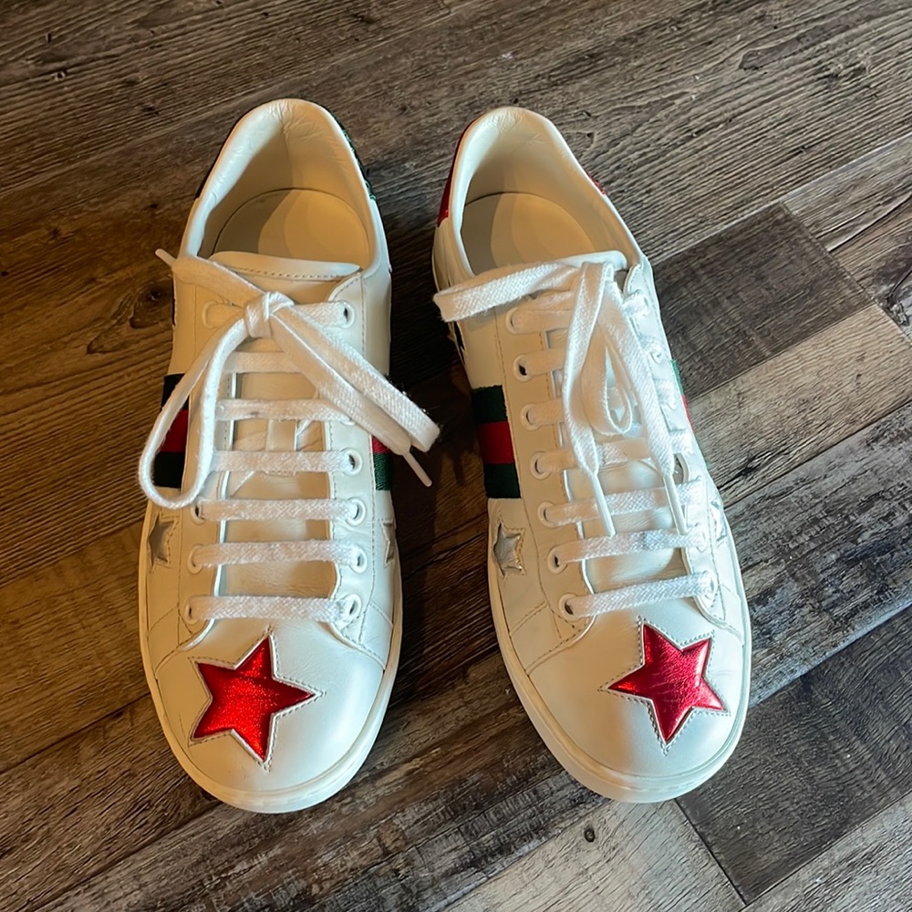 Gucci White Leather Python Women’s Sneakers Size 6 1/… - Gem